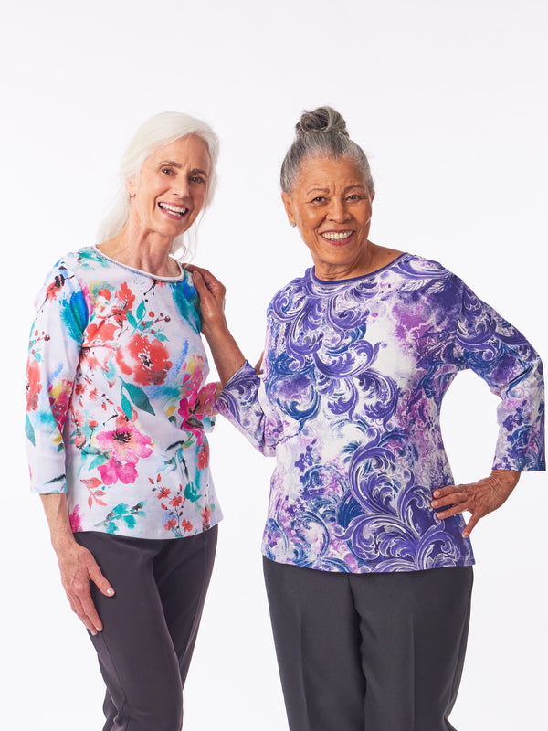 Floral Colorblock Tops